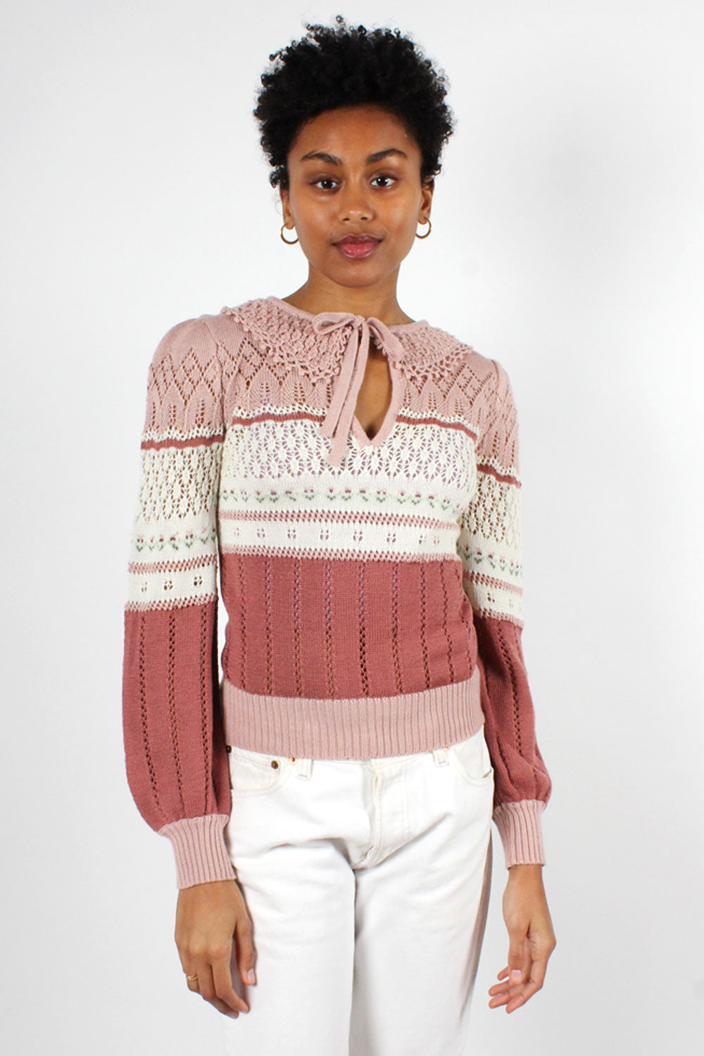 Pointelle Tulip Sweater M – OMNIA